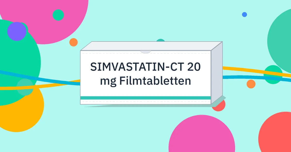 Symbolbild: Packung mit der Aufschrift SIMVASTATIN-CT 20 mg Filmtabletten (PZN 04144629) – Verfügbarkeit und Bezug in Apotheken in Frankfurt am Main