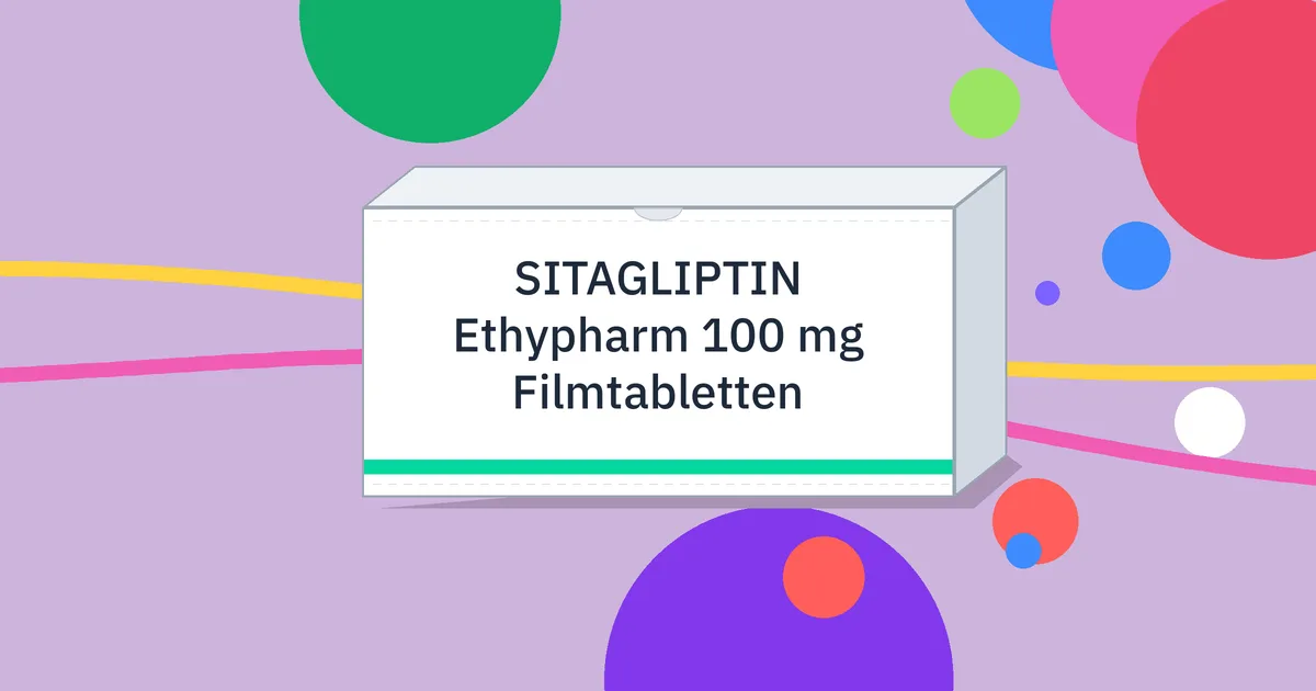 Symbolbild: Packung mit der Aufschrift SITAGLIPTIN Ethypharm 100 mg Filmtabletten (PZN 18191590) – Verfügbarkeit und Bezug in Apotheken in Frankfurt am Main