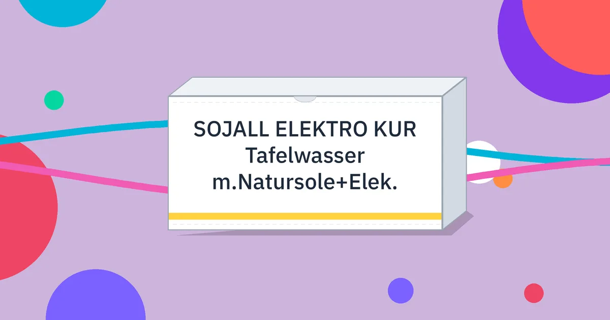 Symbolbild: Packung mit der Aufschrift SOJALL ELEKTRO KUR Tafelwasser m.Natursole+Elek. (PZN 19102163) – Verfügbarkeit und Bezug in Apotheken in Frankfurt am Main
