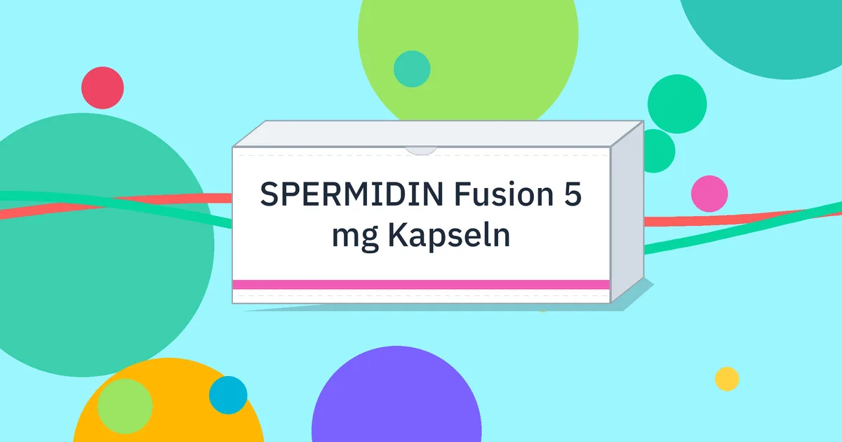 Symbolbild: Packung mit der Aufschrift SPERMIDIN Fusion 5 mg Kapseln (PZN 19386410) – Verfügbarkeit und Bezug in Apotheken in Frankfurt am Main
