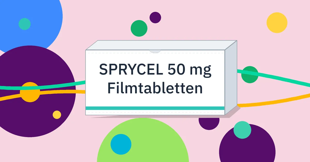 Symbolbild: Packung mit der Aufschrift SPRYCEL 50 mg Filmtabletten (PZN 15870528) – Verfügbarkeit und Bezug in Apotheken in Frankfurt am Main