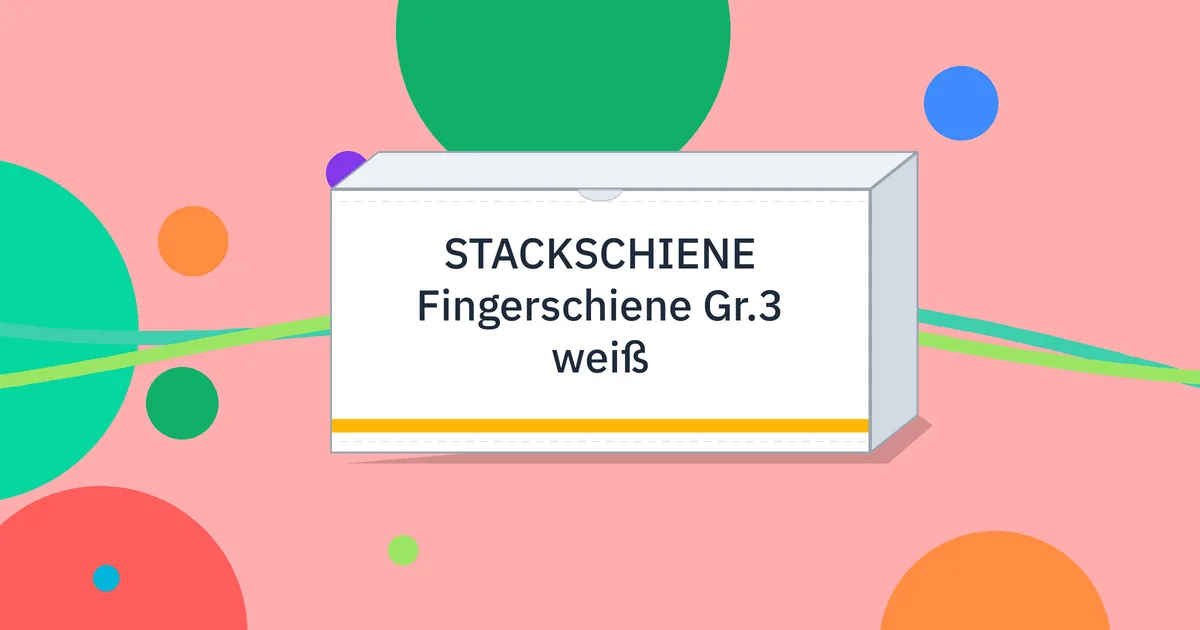 Symbolbild: Packung mit der Aufschrift STACKSCHIENE Fingerschiene Gr.3 weiß (PZN 12775999) – Verfügbarkeit und Bezug in Apotheken in Frankfurt am Main