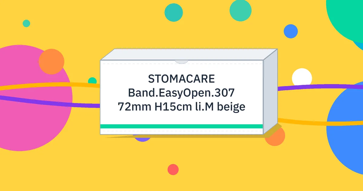 Symbolbild: Packung mit der Aufschrift STOMACARE Band.EasyOpen.307 72mm H15cm li.M beige (PZN 07665777) – Verfügbarkeit und Bezug in Apotheken in Frankfurt am Main