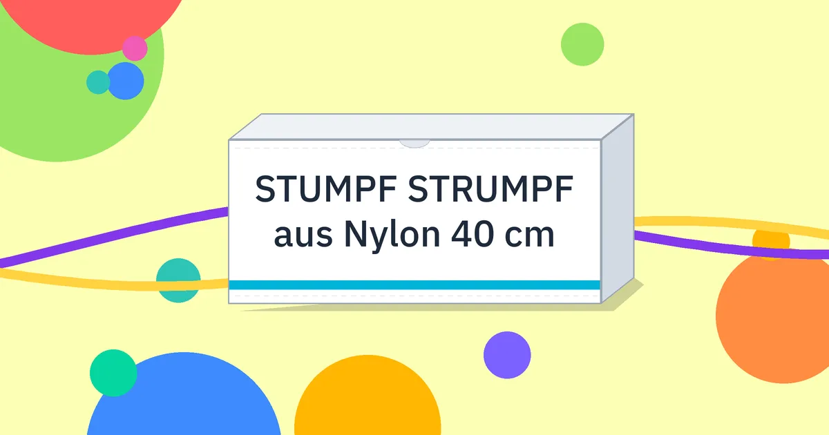 Symbolbild: Packung mit der Aufschrift STUMPF STRUMPF aus Nylon 40 cm (PZN 01978699) – Verfügbarkeit und Bezug in Apotheken in Frankfurt am Main