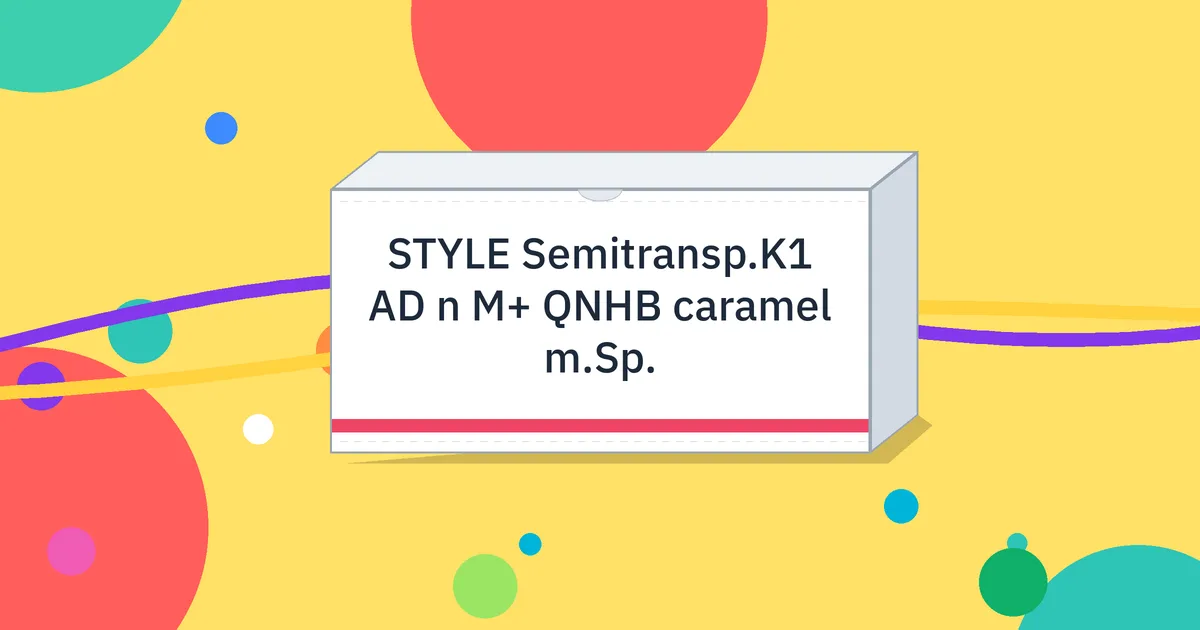 Symbolbild: Packung mit der Aufschrift STYLE Semitransp.K1 AD n M+ QNHB caramel m.Sp. (PZN 18870380) – Verfügbarkeit und Bezug in Apotheken in Frankfurt am Main