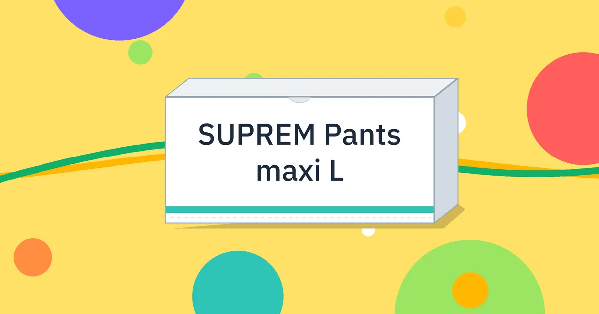 Symbolbild: Packung mit der Aufschrift SUPREM Pants maxi L (PZN 08836270) – Verfügbarkeit und Bezug in Apotheken in Frankfurt am Main