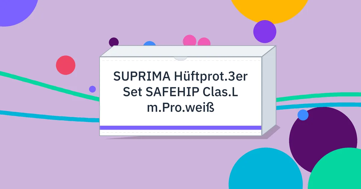 Symbolbild: Packung mit der Aufschrift SUPRIMA Hüftprot.3er Set SAFEHIP Clas.L m.Pro.weiß (PZN 13818618) – Verfügbarkeit und Bezug in Apotheken in Frankfurt am Main