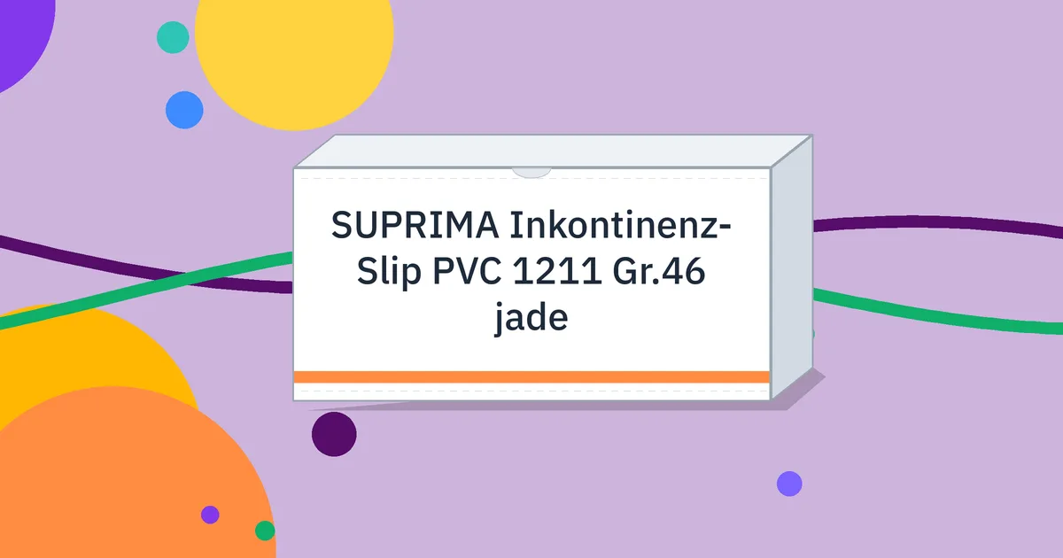 Symbolbild: Packung mit der Aufschrift SUPRIMA Inkontinenz-Slip PVC 1211 Gr.46 jade (PZN 05971754) – Verfügbarkeit und Bezug in Apotheken in Frankfurt am Main