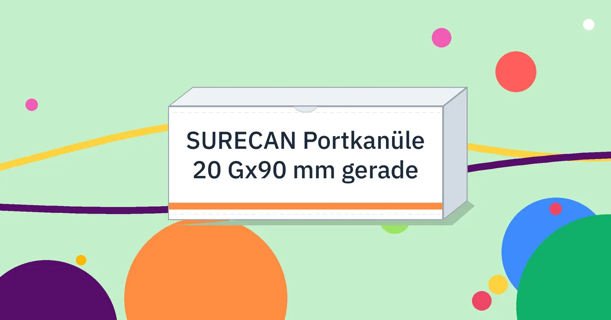 Symbolbild: Packung mit der Aufschrift SURECAN Portkanüle 20 Gx90 mm gerade (PZN 04874807) – Verfügbarkeit und Bezug in Apotheken in Frankfurt am Main
