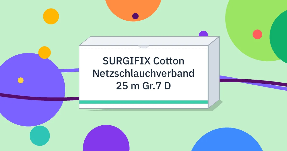 Symbolbild: Packung mit der Aufschrift SURGIFIX Cotton Netzschlauchverband 25 m Gr.7 D (PZN 18386419) – Verfügbarkeit und Bezug in Apotheken in Frankfurt am Main