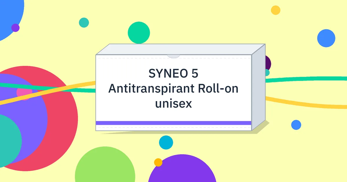 Symbolbild: Packung mit der Aufschrift SYNEO 5 Antitranspirant Roll-on unisex (PZN 19284313) – Verfügbarkeit und Bezug in Apotheken in Frankfurt am Main
