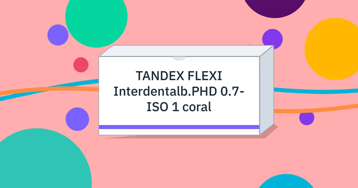 Symbolbild: Packung mit der Aufschrift TANDEX FLEXI Interdentalb.PHD 0.7-ISO 1 coral (PZN 16855399) – Verfügbarkeit und Bezug in Apotheken in Frankfurt am Main