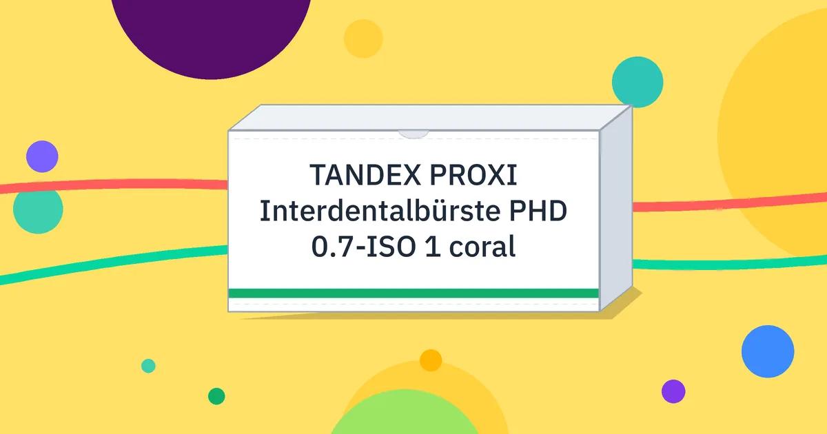 Symbolbild: Packung mit der Aufschrift TANDEX PROXI Interdentalbürste PHD 0.7-ISO 1 coral (PZN 16855548) – Verfügbarkeit und Bezug in Apotheken in Frankfurt am Main