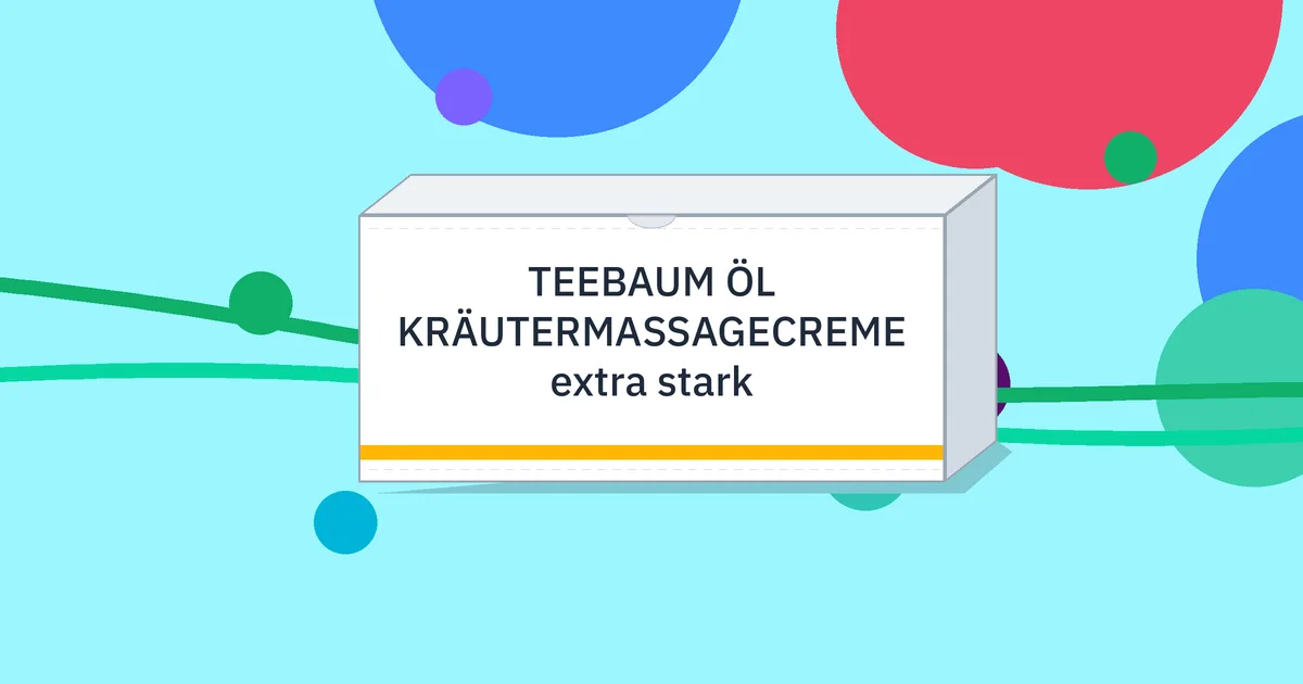 Symbolbild: Packung mit der Aufschrift TEEBAUM ÖL KRÄUTERMASSAGECREME extra stark (PZN 08534451) – Verfügbarkeit und Bezug in Apotheken in Frankfurt am Main