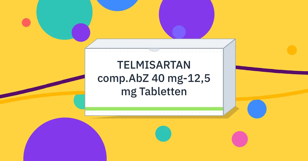 Symbolbild: Packung mit der Aufschrift TELMISARTAN comp.AbZ 40 mg-12,5 mg Tabletten (PZN 10250703) – Verfügbarkeit und Bezug in Apotheken in Frankfurt am Main