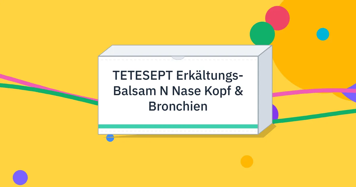 Symbolbild: Packung mit der Aufschrift TETESEPT Erkältungs-Balsam N Nase Kopf & Bronchien (PZN 17363132) – Verfügbarkeit und Bezug in Apotheken in Frankfurt am Main