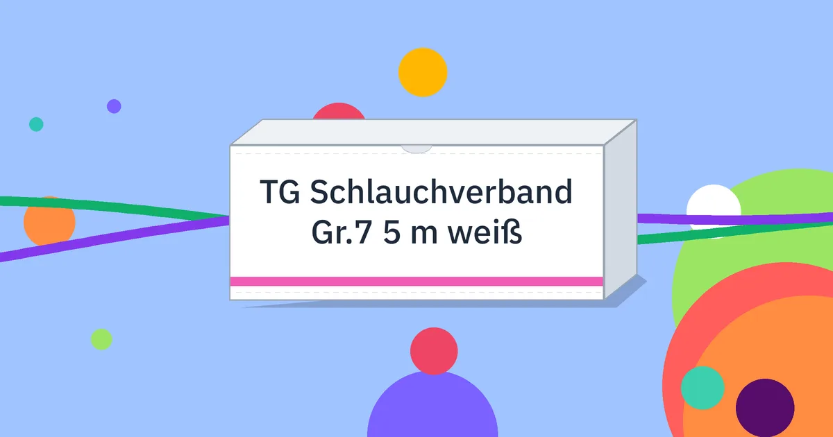 Symbolbild: Packung mit der Aufschrift TG Schlauchverband Gr.7 5 m weiß (PZN 01020298) – Verfügbarkeit und Bezug in Apotheken in Frankfurt am Main