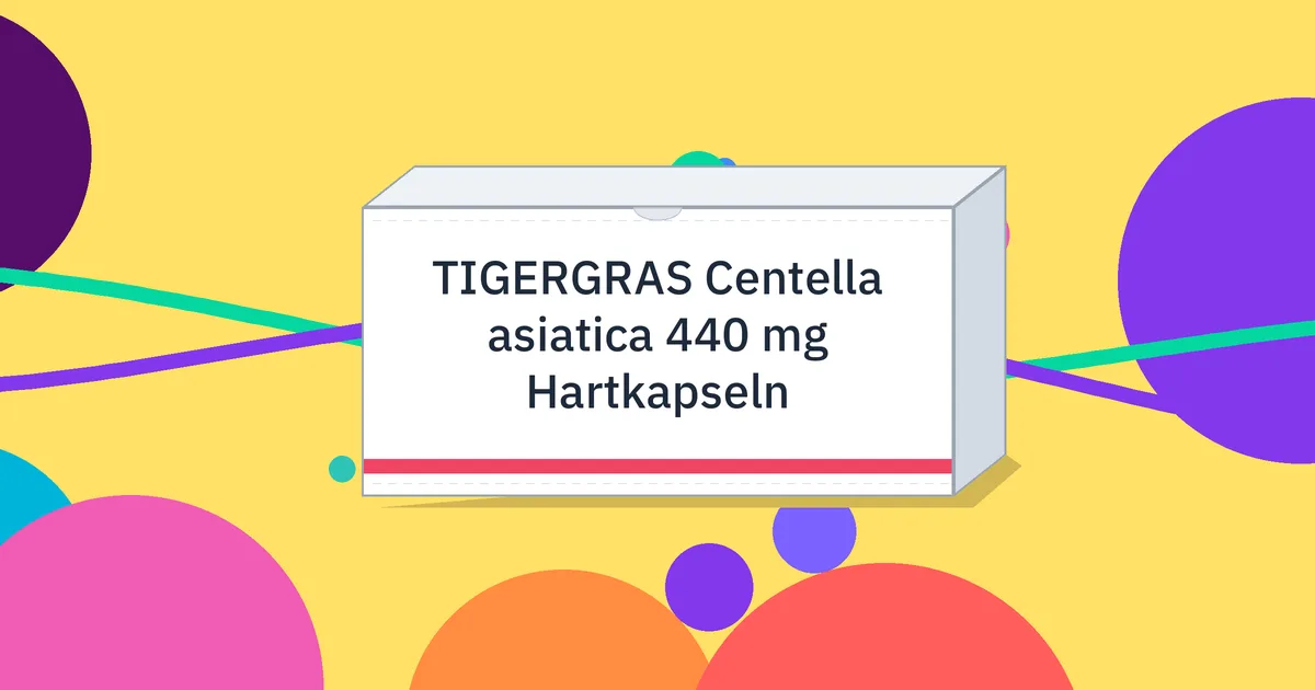 Symbolbild: Packung mit der Aufschrift TIGERGRAS Centella asiatica 440 mg Hartkapseln (PZN 13837805) – Verfügbarkeit und Bezug in Apotheken in Frankfurt am Main