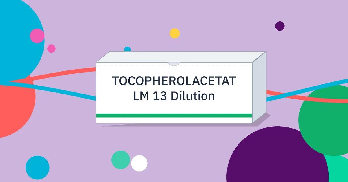Symbolbild: Packung mit der Aufschrift TOCOPHEROLACETAT LM 13 Dilution (PZN 13224793) – Verfügbarkeit und Bezug in Apotheken in Frankfurt am Main
