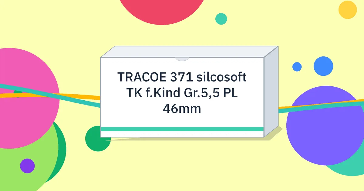 Symbolbild: Packung mit der Aufschrift TRACOE 371 silcosoft TK f.Kind Gr.5,5 PL 46mm (PZN 14315687) – Verfügbarkeit und Bezug in Apotheken in Frankfurt am Main