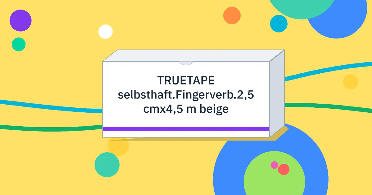 Symbolbild: Packung mit der Aufschrift TRUETAPE selbsthaft.Fingerverb.2,5 cmx4,5 m beige (PZN 18249438) – Verfügbarkeit und Bezug in Apotheken in Frankfurt am Main