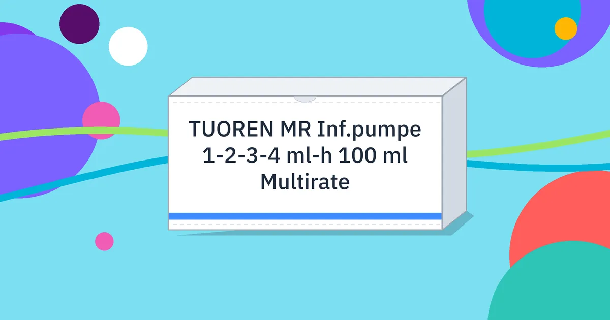 Symbolbild: Packung mit der Aufschrift TUOREN MR Inf.pumpe 1-2-3-4 ml-h 100 ml Multirate (PZN 11663241) – Verfügbarkeit und Bezug in Apotheken in Frankfurt am Main