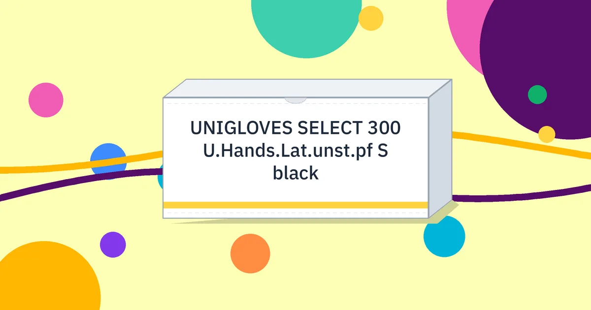 Symbolbild: Packung mit der Aufschrift UNIGLOVES SELECT 300 U.Hands.Lat.unst.pf S black (PZN 18102480) – Verfügbarkeit und Bezug in Apotheken in Frankfurt am Main
