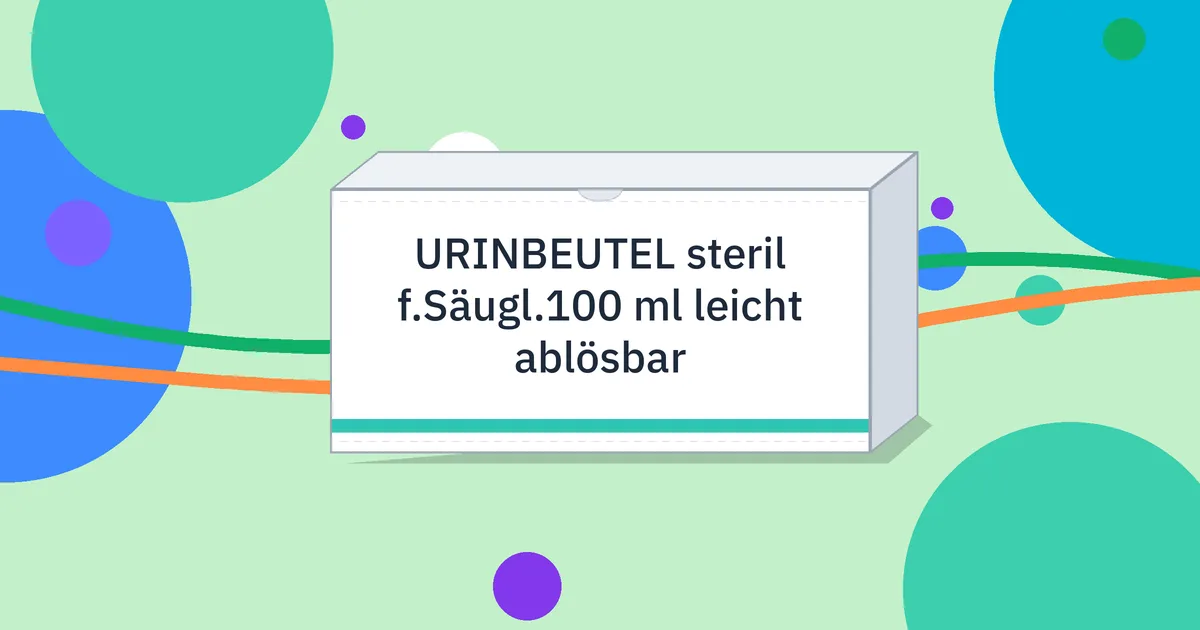 Symbolbild: Packung mit der Aufschrift URINBEUTEL steril f.Säugl.100 ml leicht ablösbar (PZN 17620008) – Verfügbarkeit und Bezug in Apotheken in Frankfurt am Main