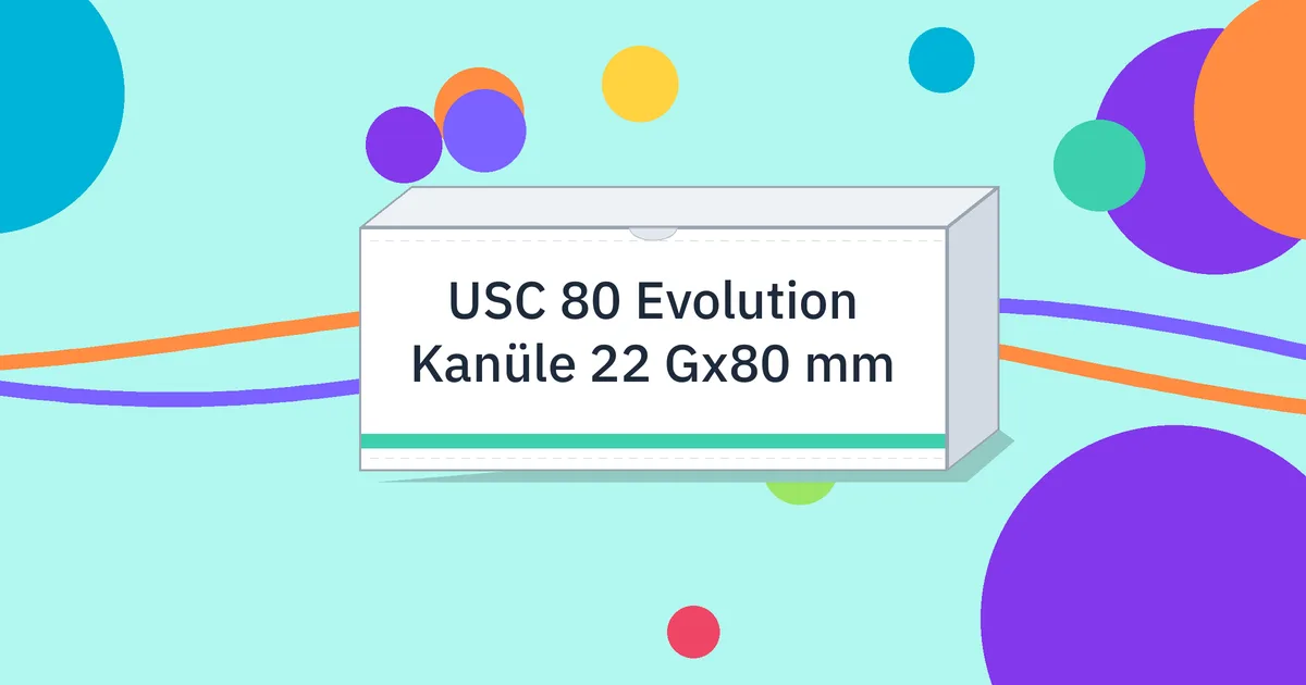 Symbolbild: Packung mit der Aufschrift USC 80 Evolution Kanüle 22 Gx80 mm (PZN 19415324) – Verfügbarkeit und Bezug in Apotheken in Frankfurt am Main