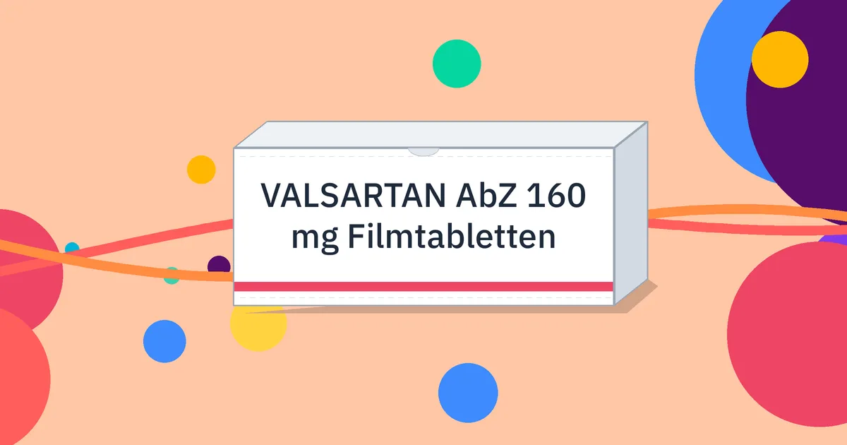 Symbolbild: Packung mit der Aufschrift VALSARTAN AbZ 160 mg Filmtabletten (PZN 07608377) – Verfügbarkeit und Bezug in Apotheken in Frankfurt am Main