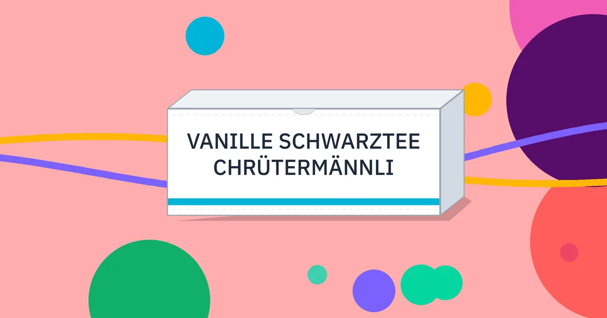 Symbolbild: Packung mit der Aufschrift VANILLE SCHWARZTEE CHRÜTERMÄNNLI (PZN 05884802) – Verfügbarkeit und Bezug in Apotheken in Frankfurt am Main