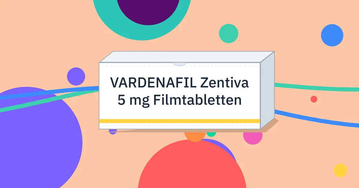 Symbolbild: Packung mit der Aufschrift VARDENAFIL Zentiva 5 mg Filmtabletten (PZN 14212728) – Verfügbarkeit und Bezug in Apotheken in Frankfurt am Main