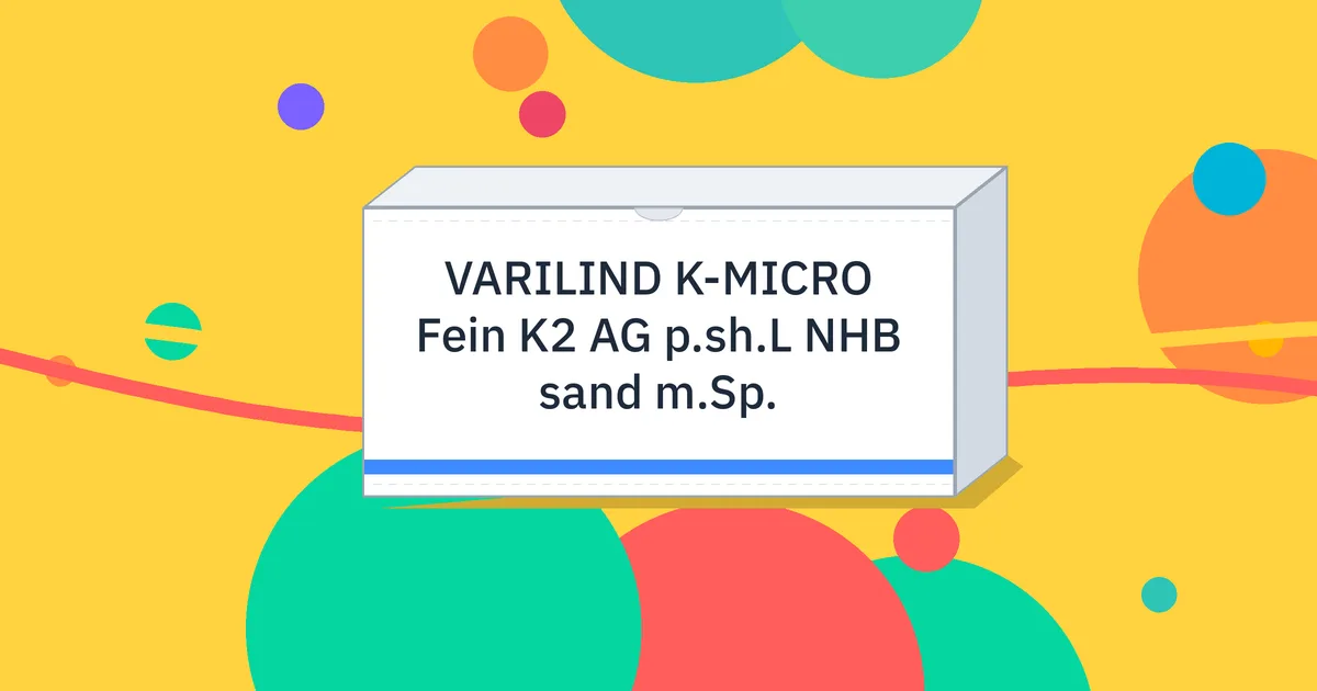Symbolbild: Packung mit der Aufschrift VARILIND K-MICRO Fein K2 AG p.sh.L NHB sand m.Sp. (PZN 20555869) – Verfügbarkeit und Bezug in Apotheken in Frankfurt am Main