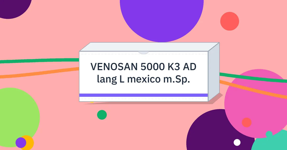 Symbolbild: Packung mit der Aufschrift VENOSAN 5000 K3 AD lang L mexico m.Sp. (PZN 14430796) – Verfügbarkeit und Bezug in Apotheken in Frankfurt am Main