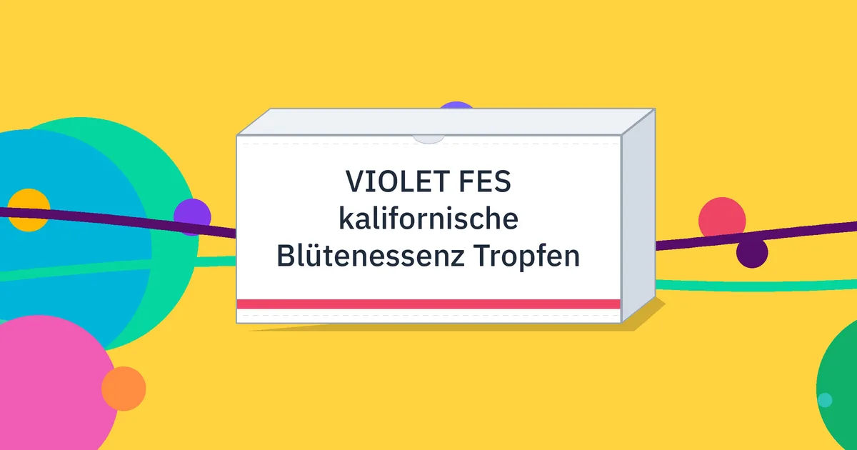 Symbolbild: Packung mit der Aufschrift VIOLET FES kalifornische Blütenessenz Tropfen (PZN 09174055) – Verfügbarkeit und Bezug in Apotheken in Frankfurt am Main