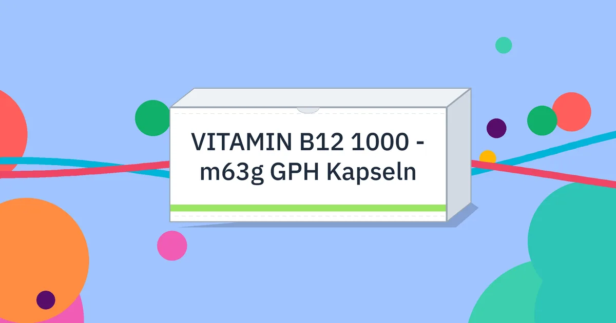 Symbolbild: Packung mit der Aufschrift VITAMIN B12 1000 -m63g GPH Kapseln (PZN 15294734) – Verfügbarkeit und Bezug in Apotheken in Frankfurt am Main