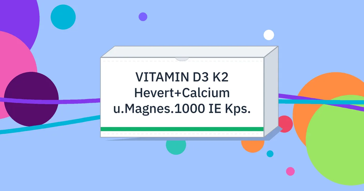 Symbolbild: Packung mit der Aufschrift VITAMIN D3 K2 Hevert+Calcium u.Magnes.1000 IE Kps. (PZN 19295653) – Verfügbarkeit und Bezug in Apotheken in Frankfurt am Main