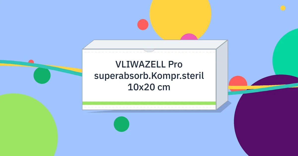 Symbolbild: Packung mit der Aufschrift VLIWAZELL Pro superabsorb.Kompr.steril 10x20 cm (PZN 19768554) – Verfügbarkeit und Bezug in Apotheken in Frankfurt am Main