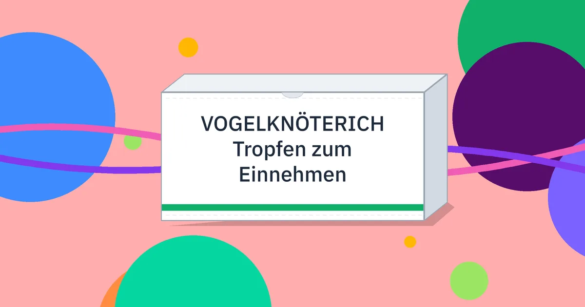 Symbolbild: Packung mit der Aufschrift VOGELKNÖTERICH Tropfen zum Einnehmen (PZN 11602618) – Verfügbarkeit und Bezug in Apotheken in Frankfurt am Main