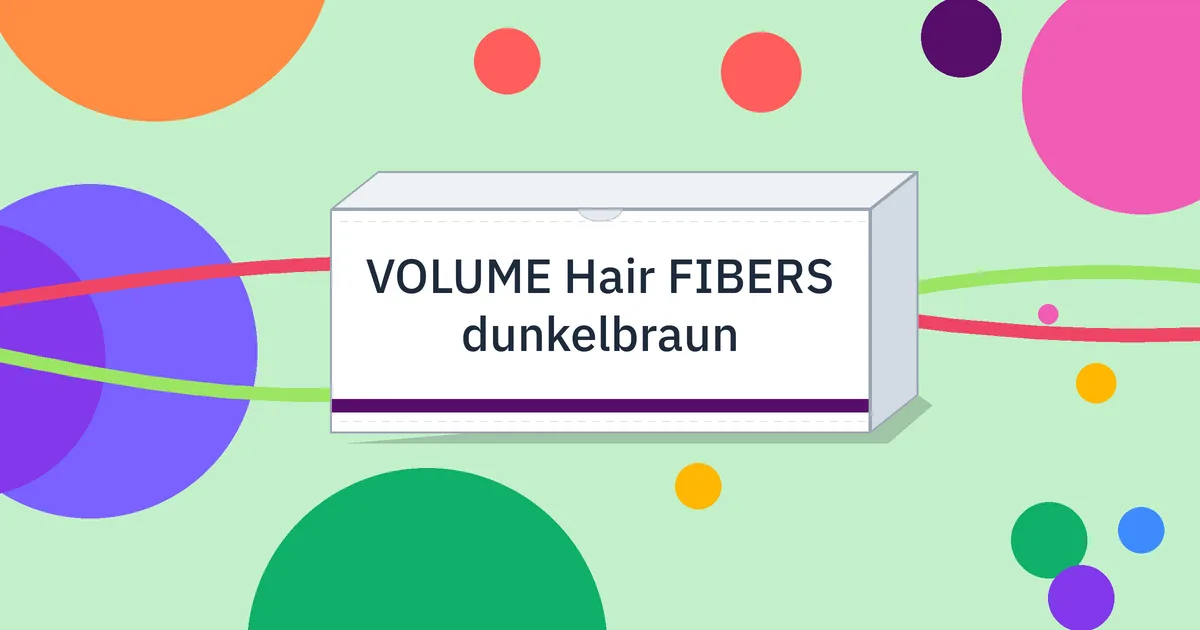 Symbolbild: Packung mit der Aufschrift VOLUME Hair FIBERS dunkelbraun (PZN 10629638) – Verfügbarkeit und Bezug in Apotheken in Frankfurt am Main