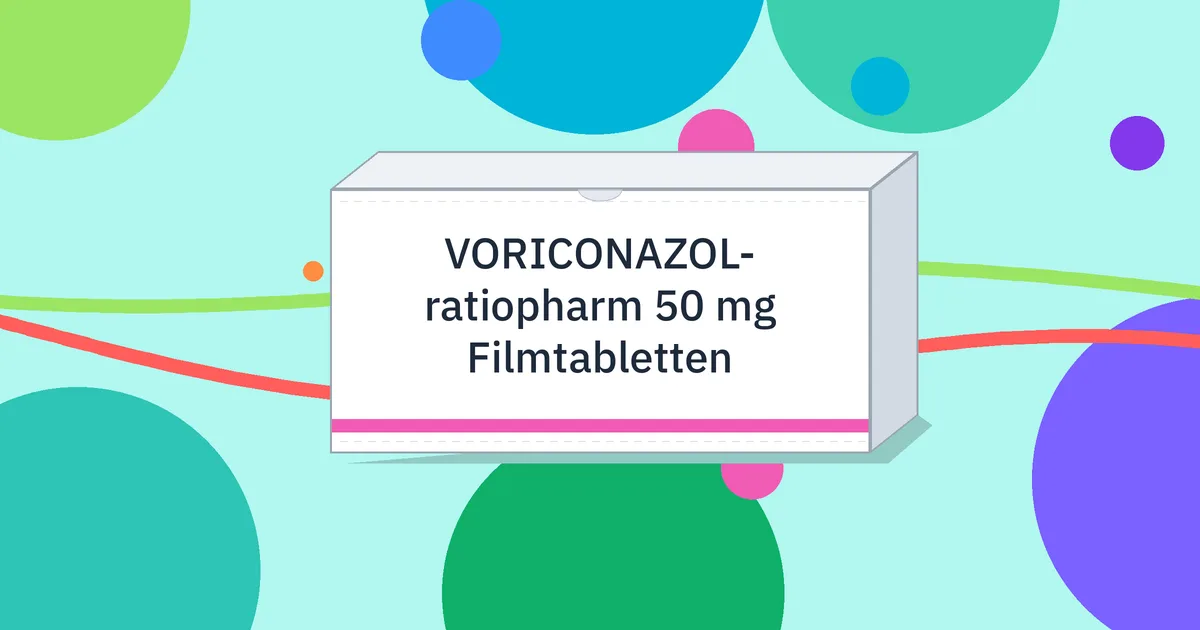 Symbolbild: Packung mit der Aufschrift VORICONAZOL-ratiopharm 50 mg Filmtabletten (PZN 11160965) – Verfügbarkeit und Bezug in Apotheken in Frankfurt am Main