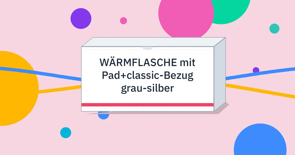 Symbolbild: Packung mit der Aufschrift WÄRMFLASCHE mit Pad+classic-Bezug grau-silber (PZN 15241873) – Verfügbarkeit und Bezug in Apotheken in Frankfurt am Main