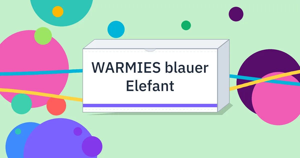 Symbolbild: Packung mit der Aufschrift WARMIES blauer Elefant (PZN 11112972) – Verfügbarkeit und Bezug in Apotheken in Frankfurt am Main
