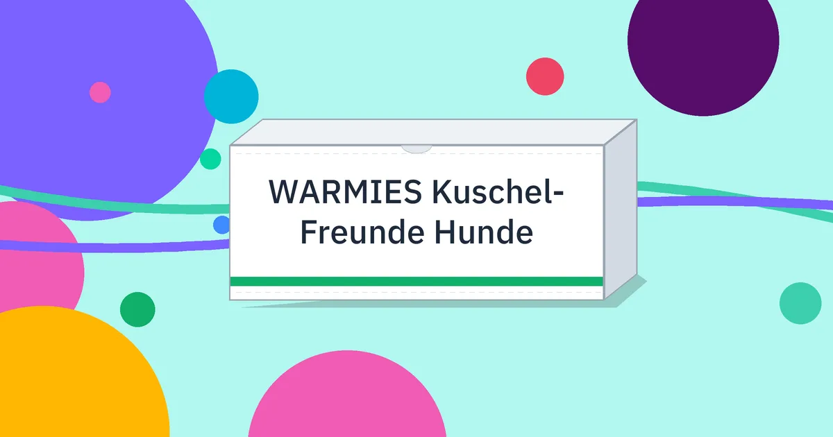 Symbolbild: Packung mit der Aufschrift WARMIES Kuschel-Freunde Hunde (PZN 16261406) – Verfügbarkeit und Bezug in Apotheken in Frankfurt am Main