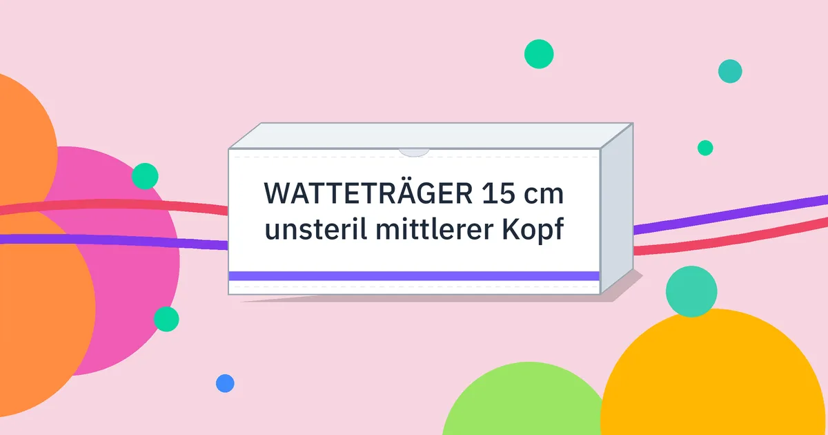 Symbolbild: Packung mit der Aufschrift WATTETRÄGER 15 cm unsteril mittlerer Kopf (PZN 06177231) – Verfügbarkeit und Bezug in Apotheken in Frankfurt am Main