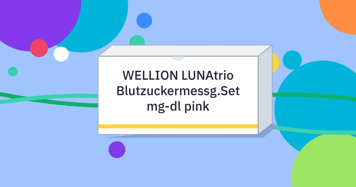 Symbolbild: Packung mit der Aufschrift WELLION LUNAtrio Blutzuckermessg.Set mg-dl pink (PZN 16151681) – Verfügbarkeit und Bezug in Apotheken in Frankfurt am Main