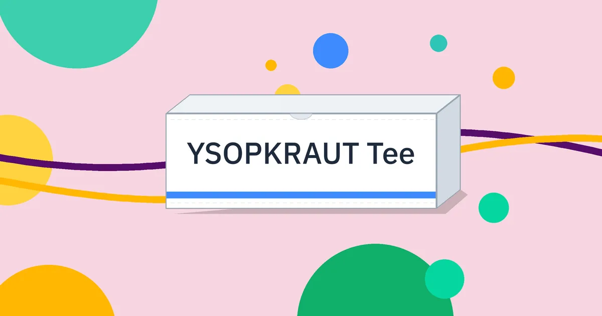 Symbolbild: Packung mit der Aufschrift YSOPKRAUT Tee (PZN 19550358) – Verfügbarkeit und Bezug in Apotheken in Frankfurt am Main