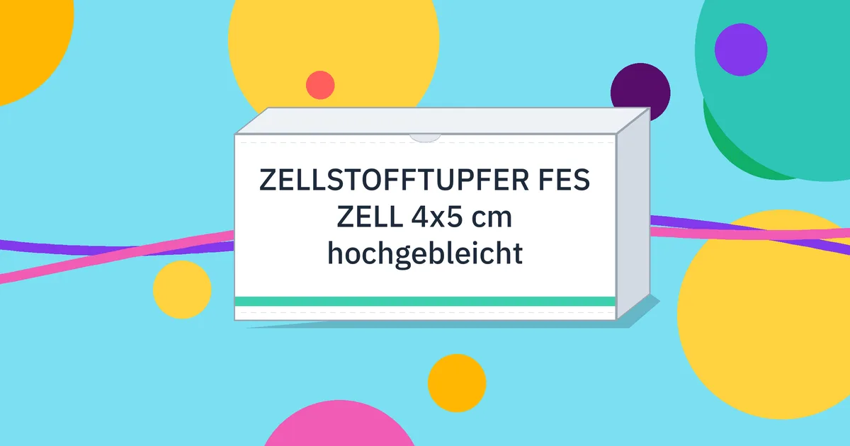 Symbolbild: Packung mit der Aufschrift ZELLSTOFFTUPFER FES ZELL 4x5 cm hochgebleicht (PZN 00209792) – Verfügbarkeit und Bezug in Apotheken in Frankfurt am Main