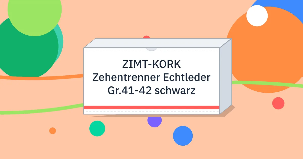 Symbolbild: Packung mit der Aufschrift ZIMT-KORK Zehentrenner Echtleder Gr.41-42 schwarz (PZN 19729778) – Verfügbarkeit und Bezug in Apotheken in Frankfurt am Main