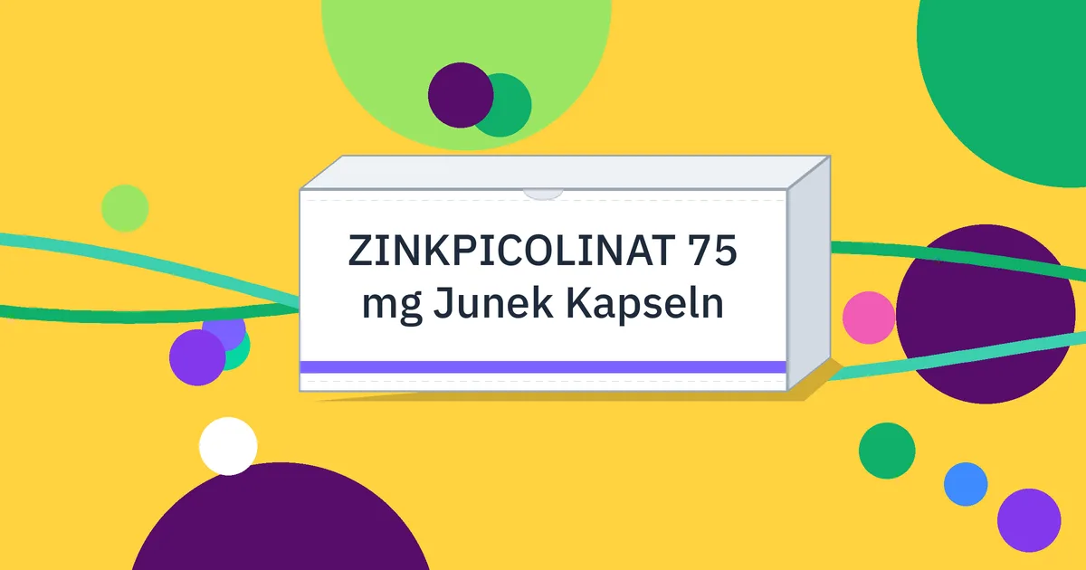 Symbolbild: Packung mit der Aufschrift ZINKPICOLINAT 75 mg Junek Kapseln (PZN 20281001) – Verfügbarkeit und Bezug in Apotheken in Frankfurt am Main
